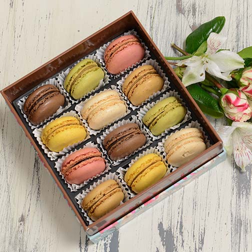 French Almond Macarons Assortment - Blue Box - Gourmet Food Store