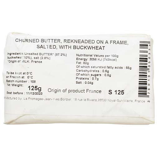 Bordier Churned Butter in a Bar, Salted - with Buckwheat - Gourmet Food ...