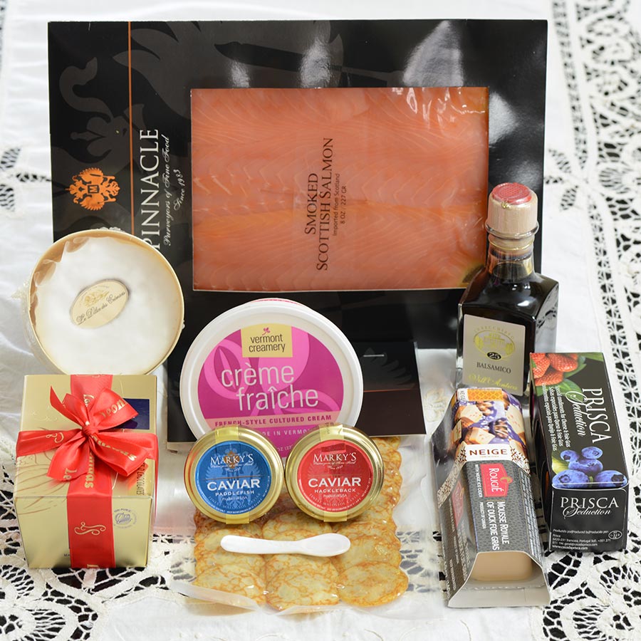 The Deluxe Gourmet Food Gift Box | Caviar, Salmon, Chocolate & Cheese ...